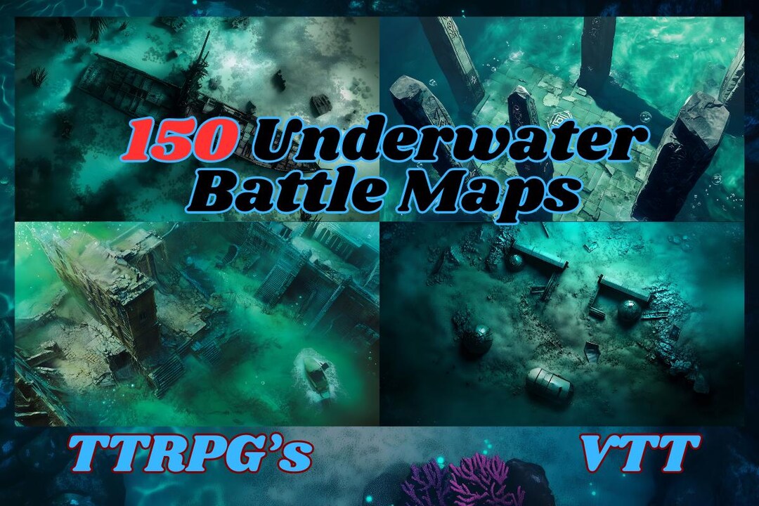 Battle Maps - Underwater, Digital RPG Maps With Commercial Use, Dnd Map ...