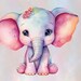 Elephant,baby Rainbow Elephants Clipart Png,digital Download,commercial ...