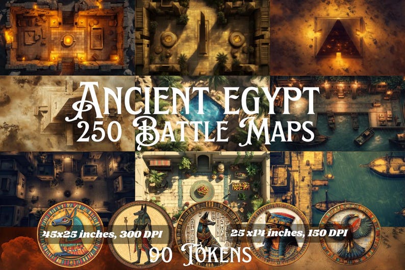 Ancient Egypt 250 Battle Maps and 90 Tokens for TTRPG Campaigns – High ...