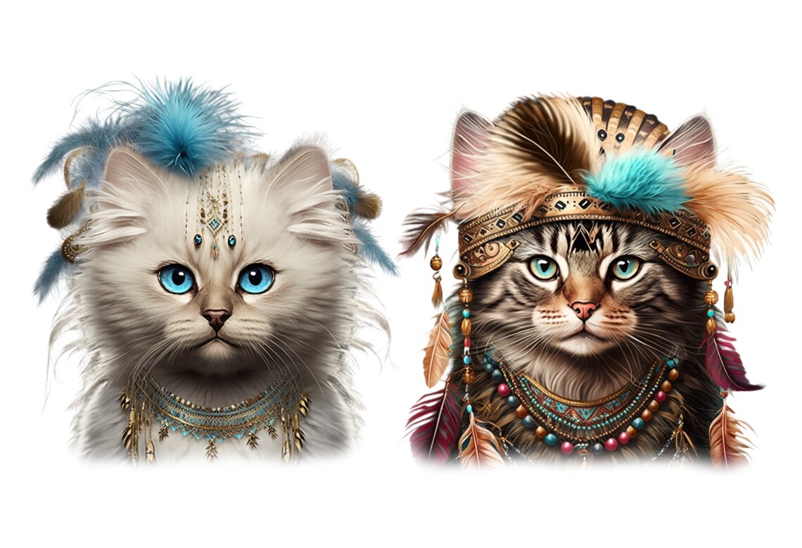 Boho Cats Png Clipart,boho Cats Digital Download,boho Cats Watercolor ...