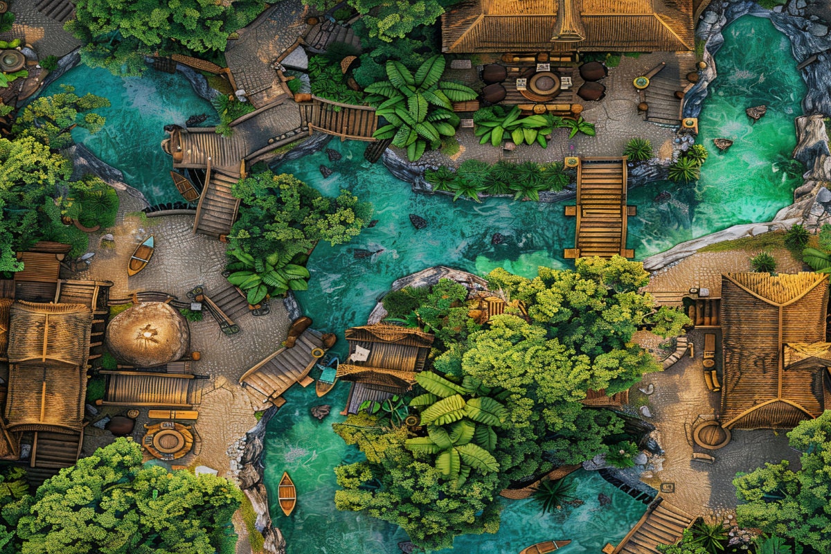 Jungle Villages Battle Map for D&d,digital RPG Maps,dungeons and ...