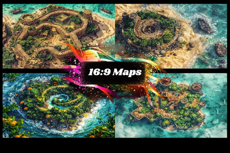 Islands Battlemaps Dnd, Digital RPG Maps Bundle,dungeons and Dragons ...