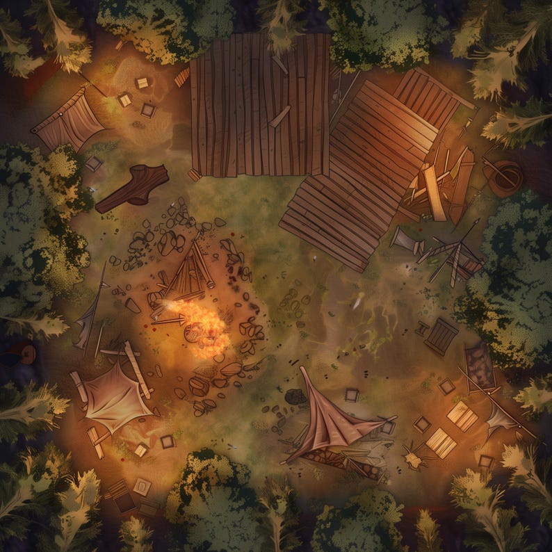 Campsite Battlemaps Bundle for Rpg,maps for Dungeons & Dragons, Battle ...