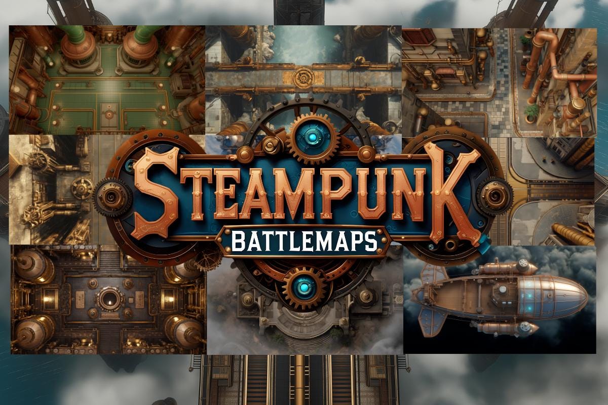 450 Steampunk Battle Maps for TTRPG & VTT | Dnd | Pathfinder | Sci-fi ...
