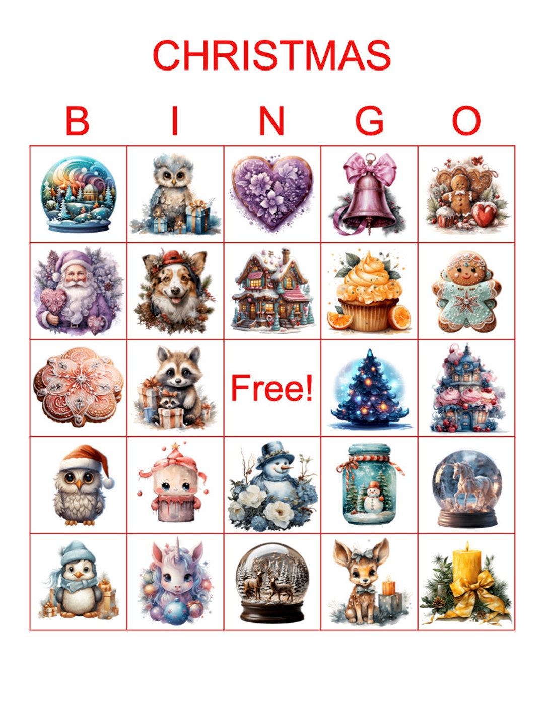 Christmas Bingochristmas Bingo Printablechristmas Bingo - Etsy