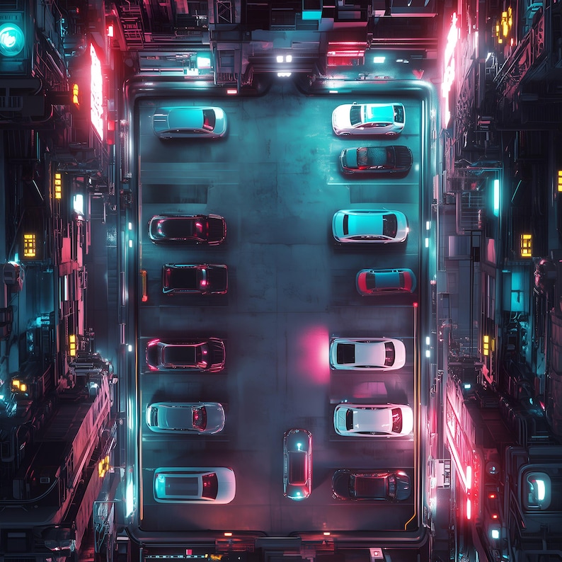 Cyberpunk Parking Battle Maps for Dnd, RPG Sci-fi Digital Map Pack for ...