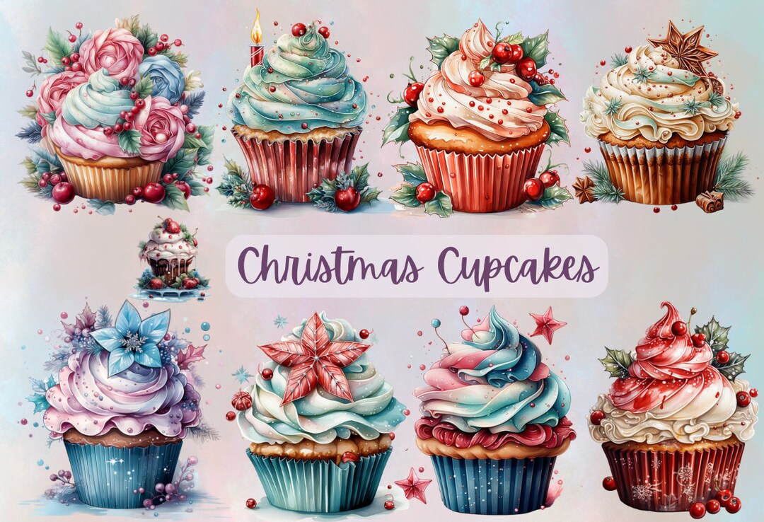 Christmas Cupcake Png Clipart, Sublimation, Holiday Baking, Festive ...