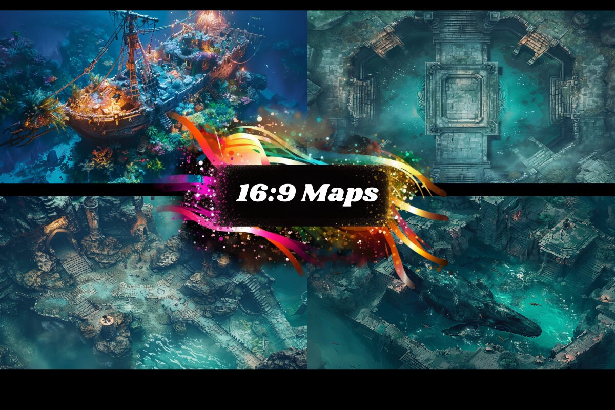 Underwater Battlemaps for Dnd,16:9 Maps,square 1;1 Maps,rpg Maps Bundle ...