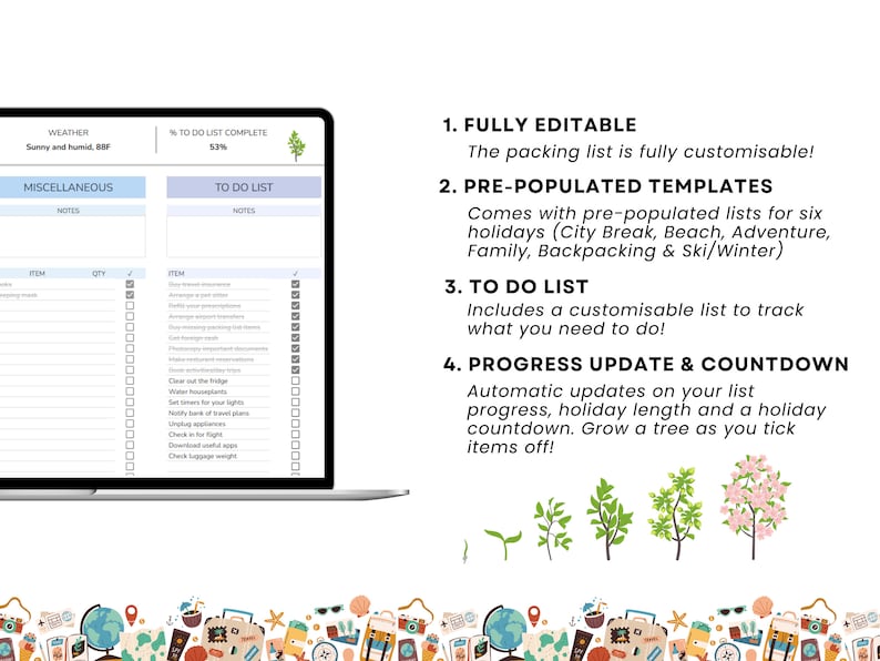 Editable Packing List Template – Travel Packing Checklist – Google ...