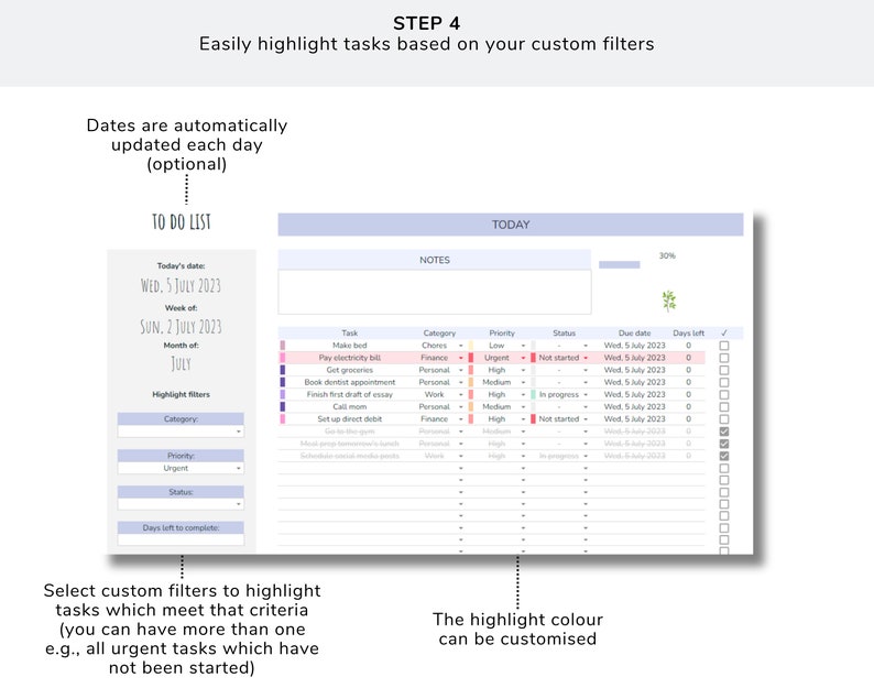 Digital to Do List: Google Sheets Planner, Task Tracker (digital ...