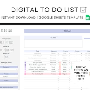 Task Tracker Google Sheets Spreadsheet Digital To-do List Planner ...