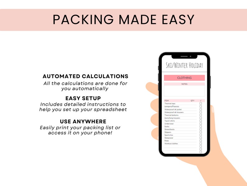 Editable Packing List Template – Travel Packing Checklist – Google ...