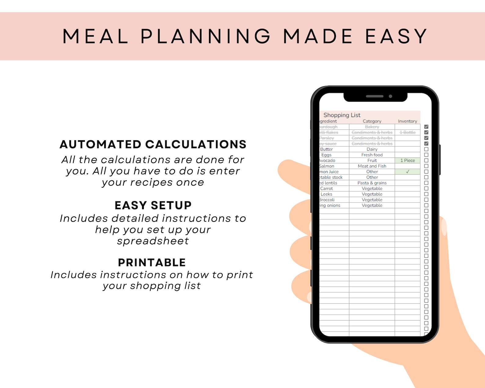 Meal Planner With Calories & Macros – Automated Grocery List – Google ...