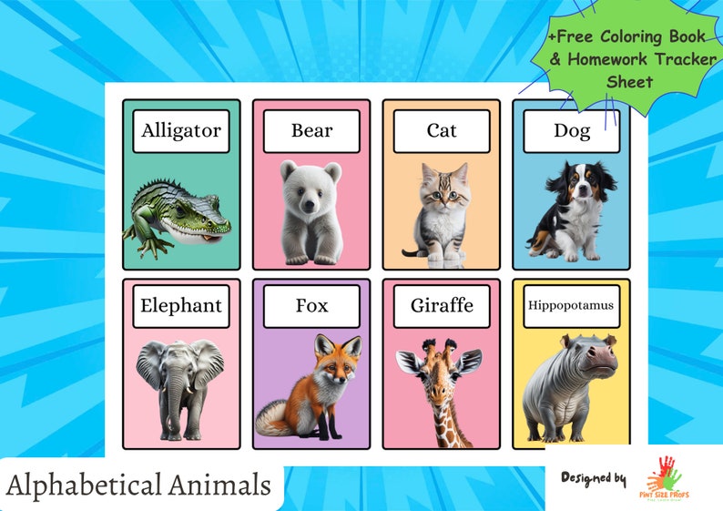 ALPHABET Animal Flashcards • 26 Montessori Cards • Downloadable Kids ...