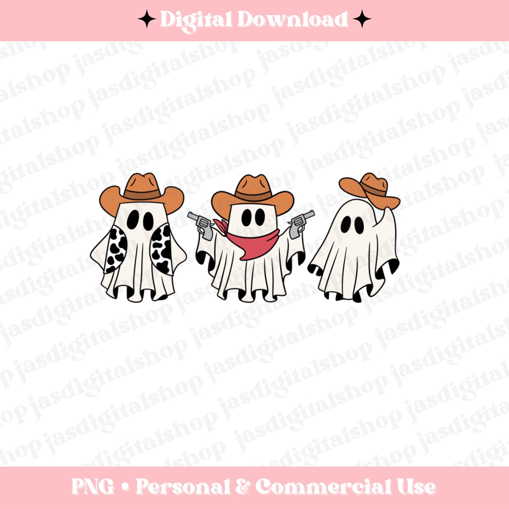 Western Ghost PNG, Cowboy Ghosts, Boho Ghost Sublimation File, Boo Haw ...