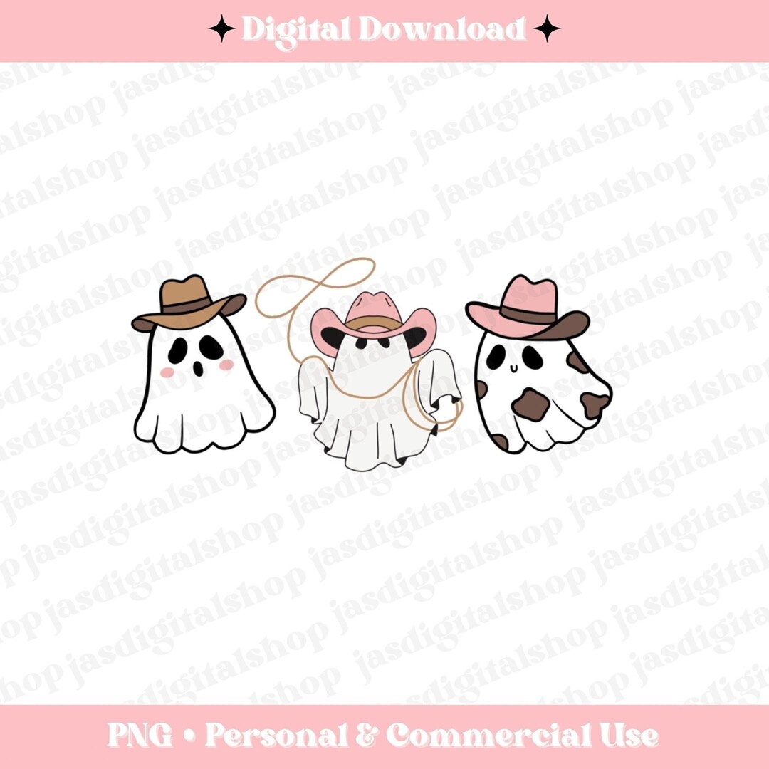 Western Ghost PNG, Pink Cowgirl Ghosts, Trendy Halloween PNG, Collage ...