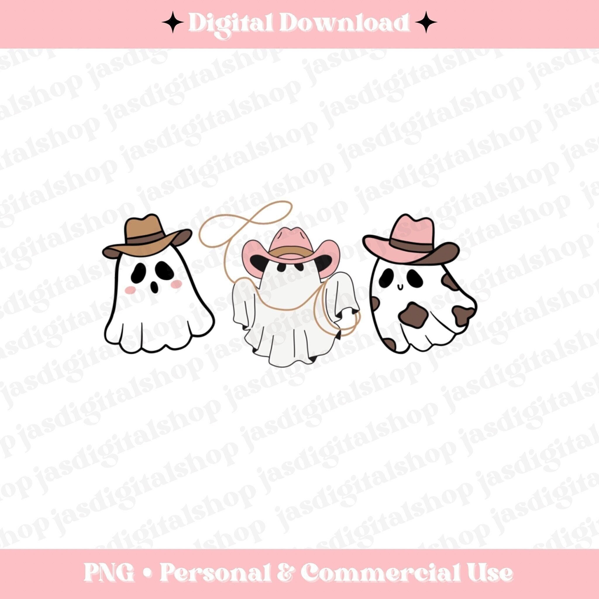 Western Ghost PNG, Pink Cowgirl Ghosts, Trendy Halloween PNG, Collage ...