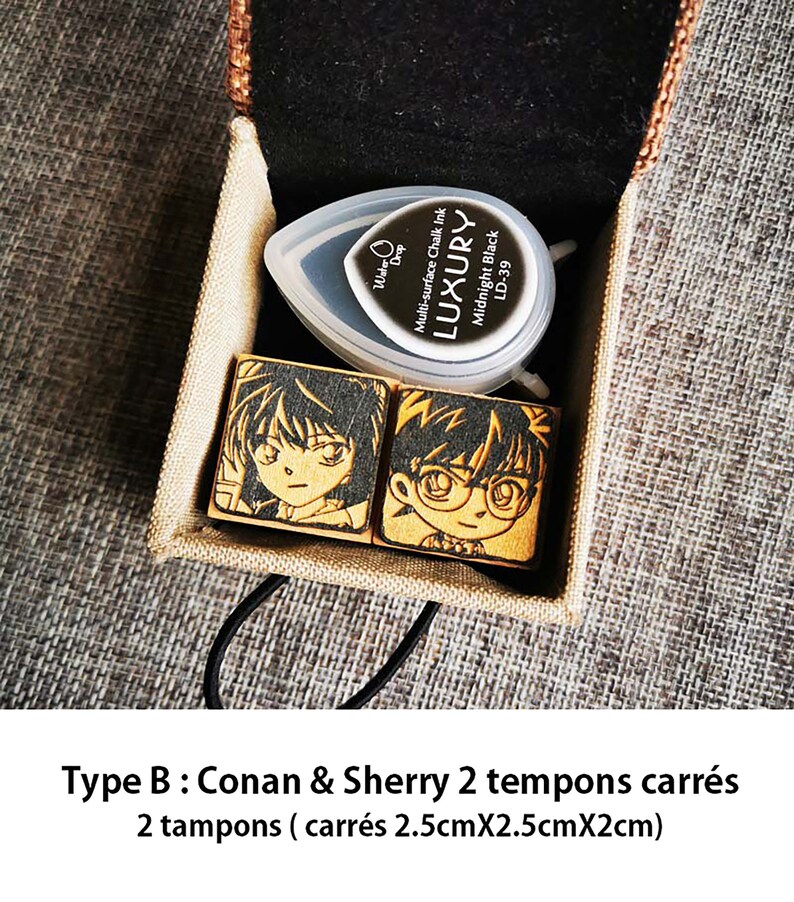 Square Wooden Stamps With Japanese Manga Kawaii Style and Handmade ...