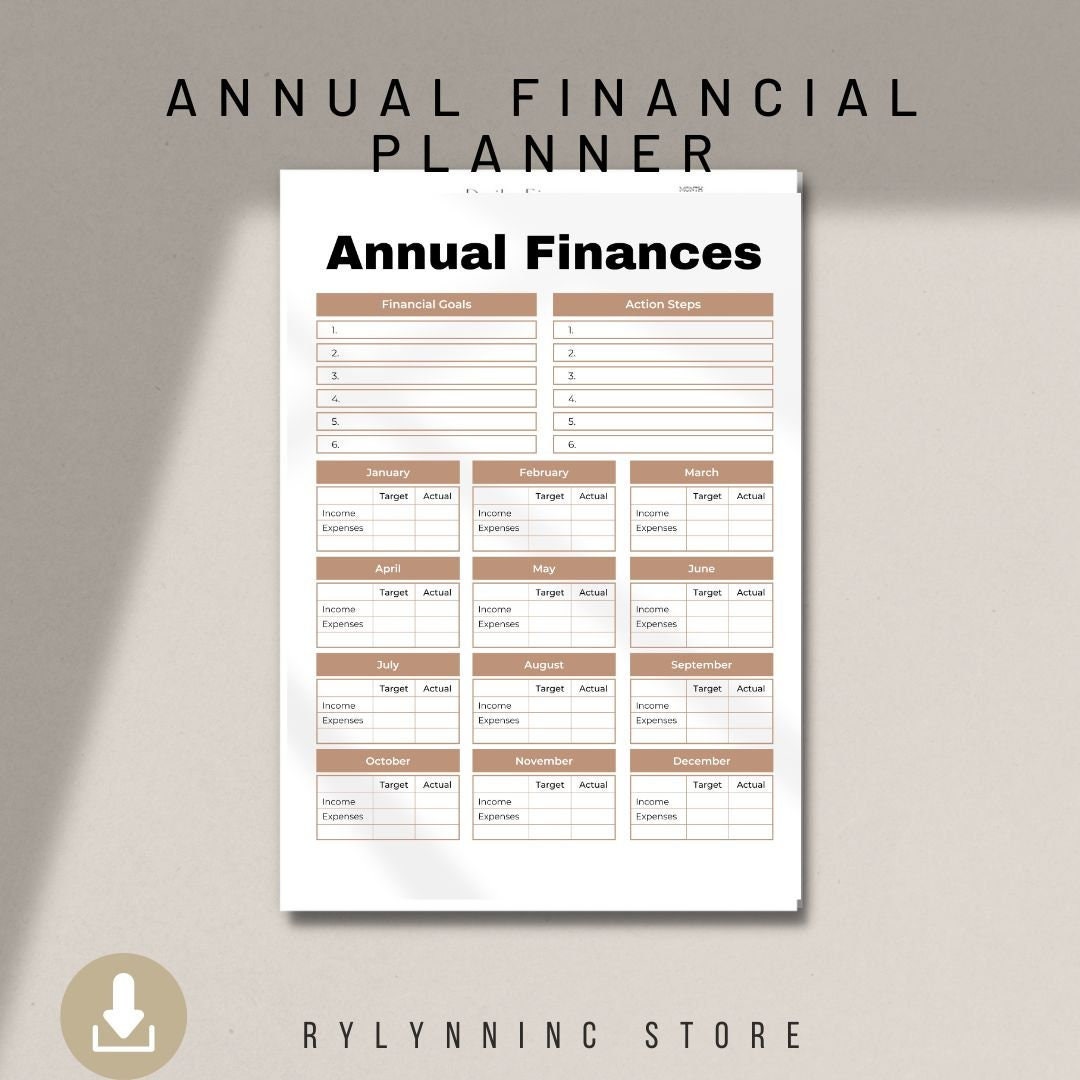 Annual Financial Planner, Finance Tracker, Finance Planner, Digital ...