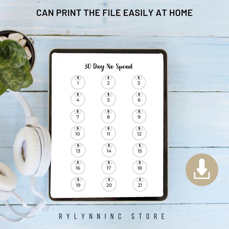 2 PDF 30 Day No Spend Tracker, Printable Tracker, Savings Challenge, No ...