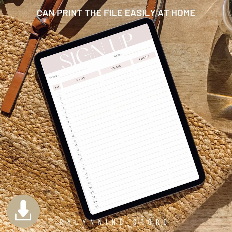 Sign up Planner, Simple and Clean Sign up Sheet, Sign up Template ...