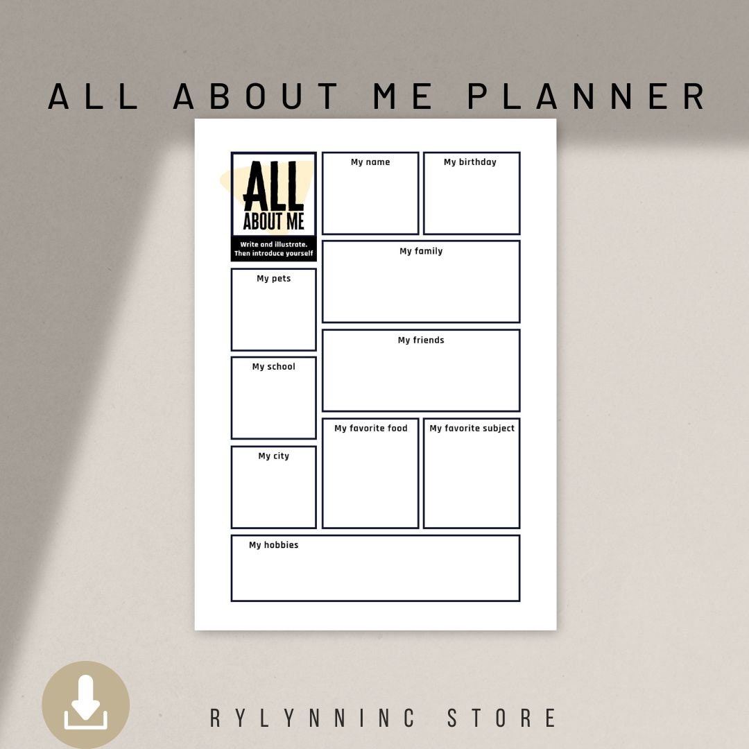 All About Me Planner, All About Me Printable, ADHD One Page Profile ...