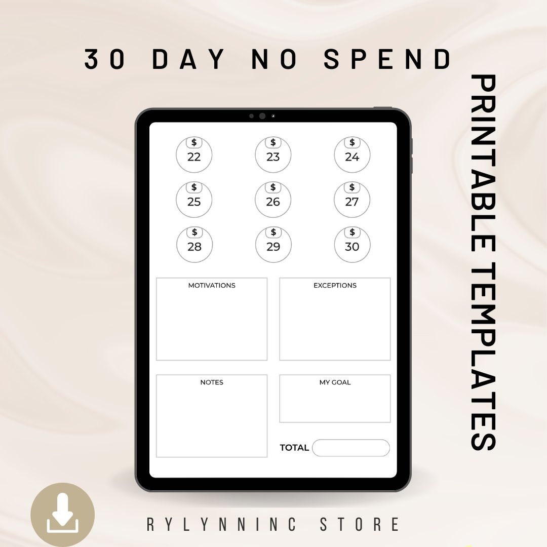 2 PDF 30 Day No Spend Tracker, Printable Tracker, Savings Challenge, No ...