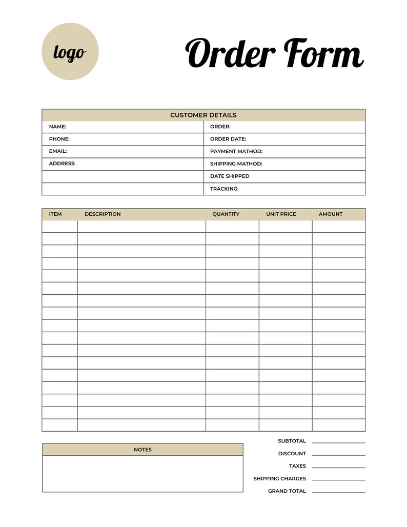 2 Order Form Planner, Business Card Template, Invoice Template ...