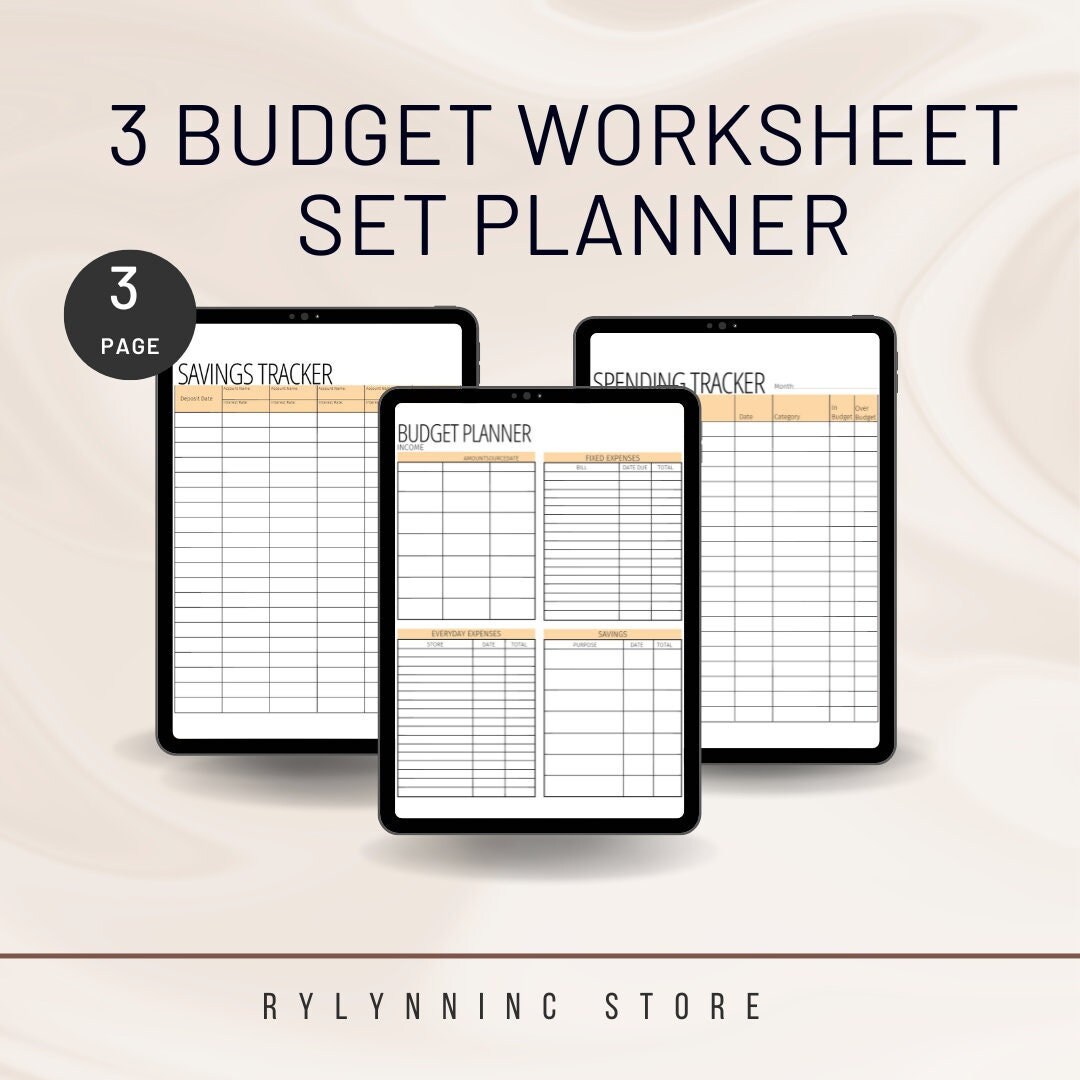 Budget Worksheet Set Planner, Budget Planner, Weekly Budget , Financial ...