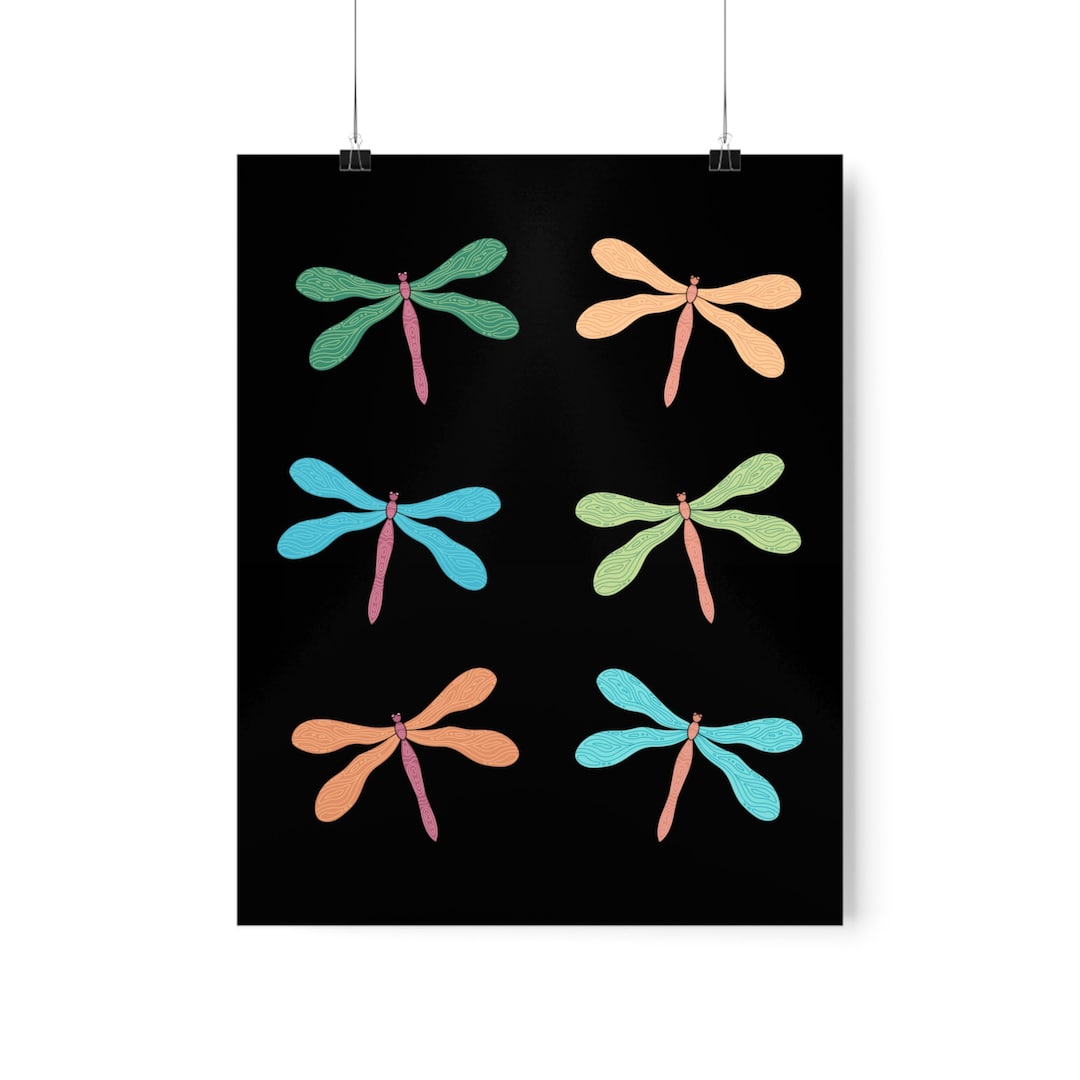 Cute Dragonfly Art Print, Vibrant Dragon Fly Wall Art, Artsy ...
