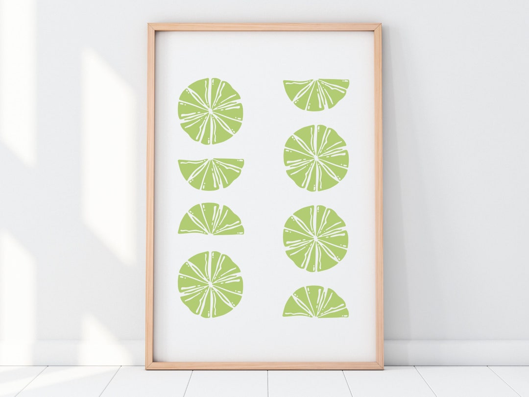 Modern Lime Art Print Simple Limes Wall Art Print Green Minimalist ...