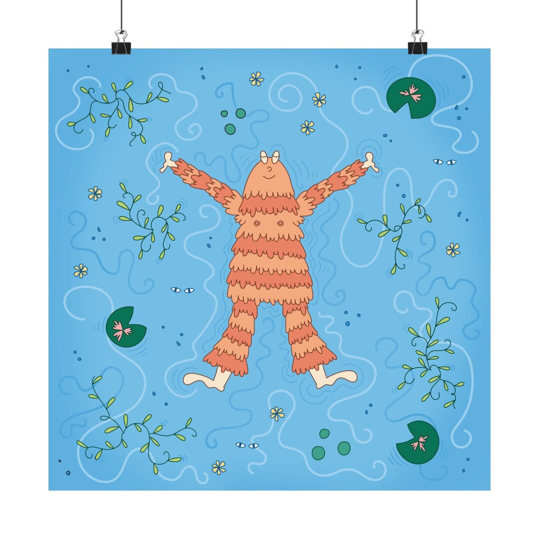 Afternoon Float Art Print | Cute Whimsical Monster Doodle Calming Zen ...