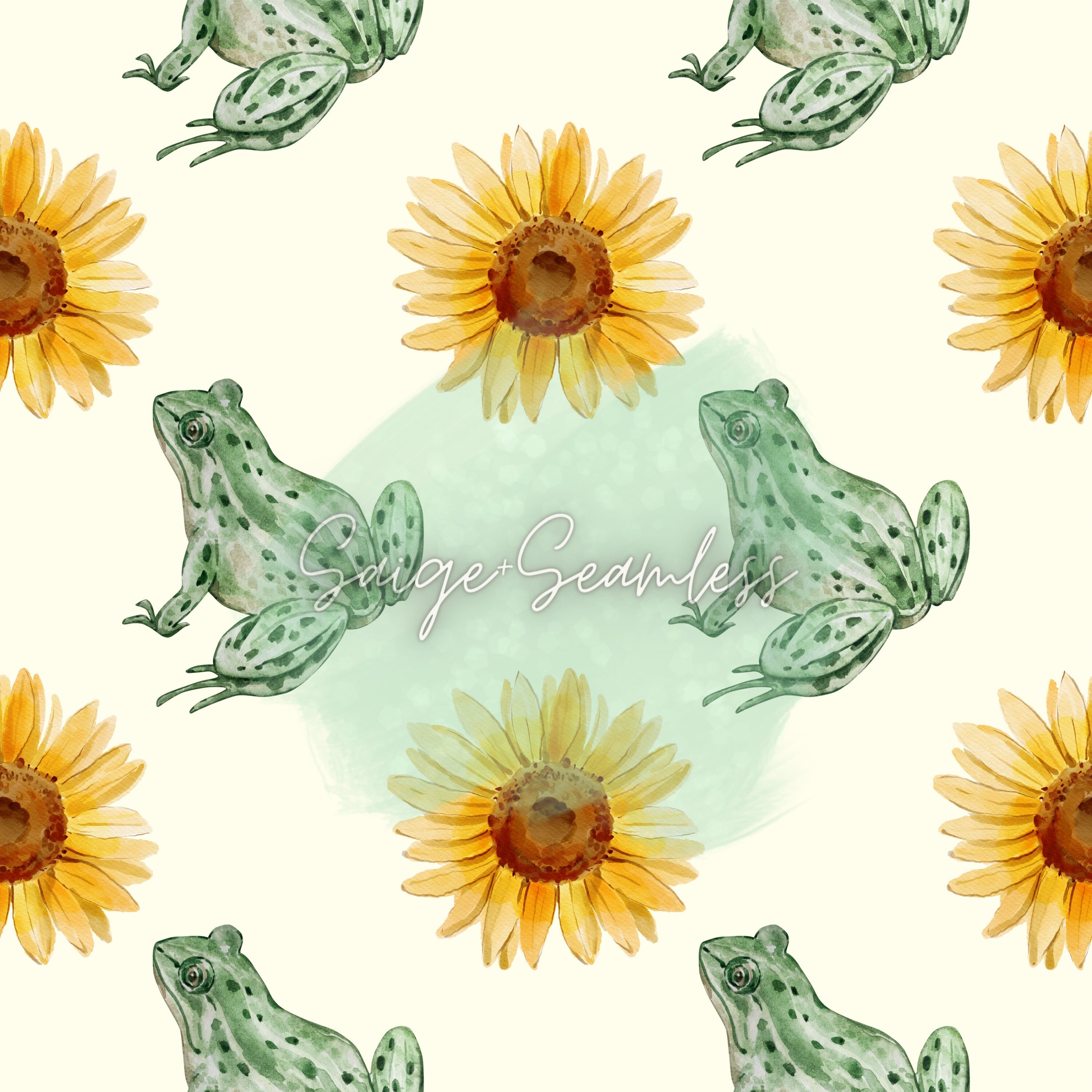 Frogs and Sunflowers Seamless Design File - Frog - Sunflower ...
