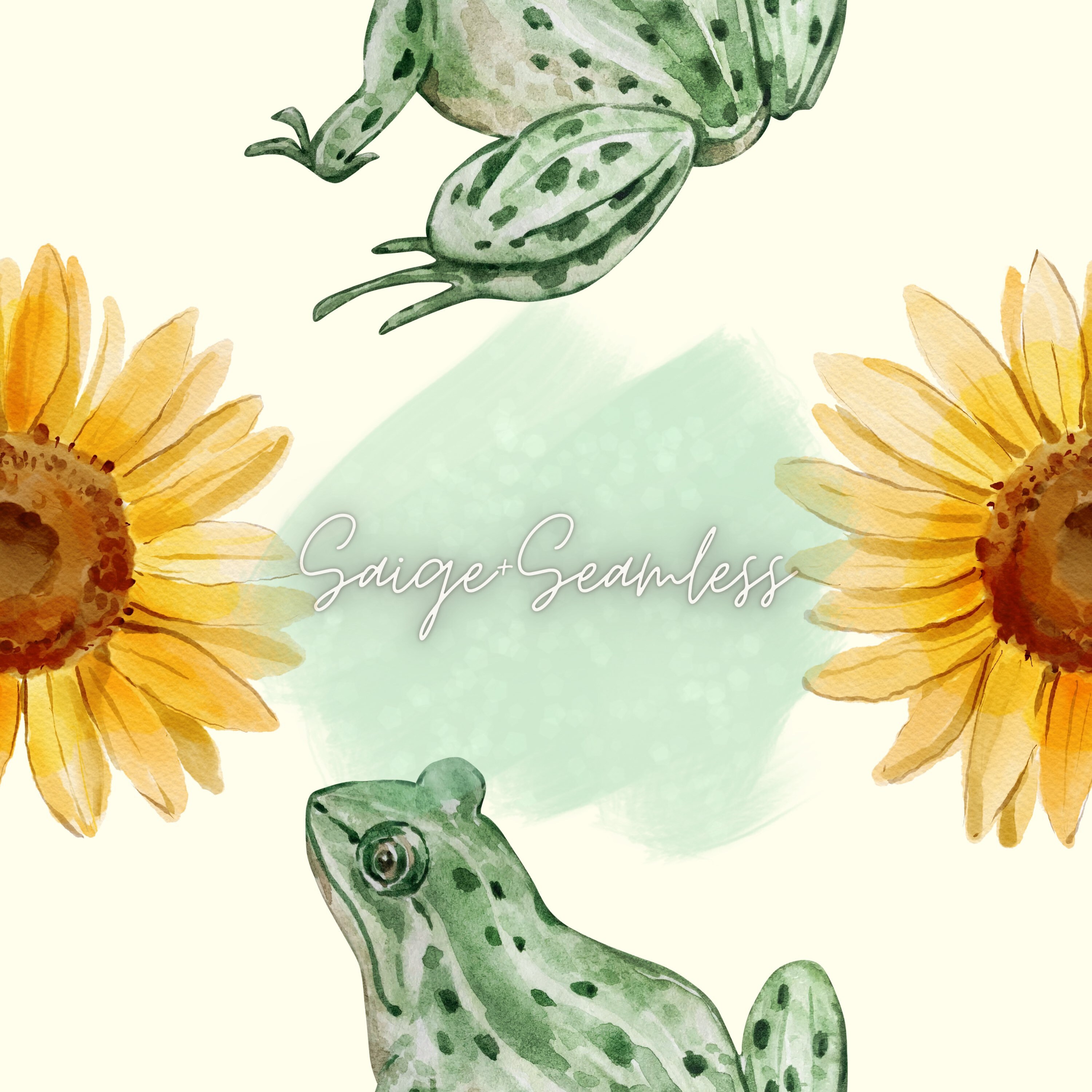 Frogs and Sunflowers Seamless Design File Frog Sunflower Springtime ...