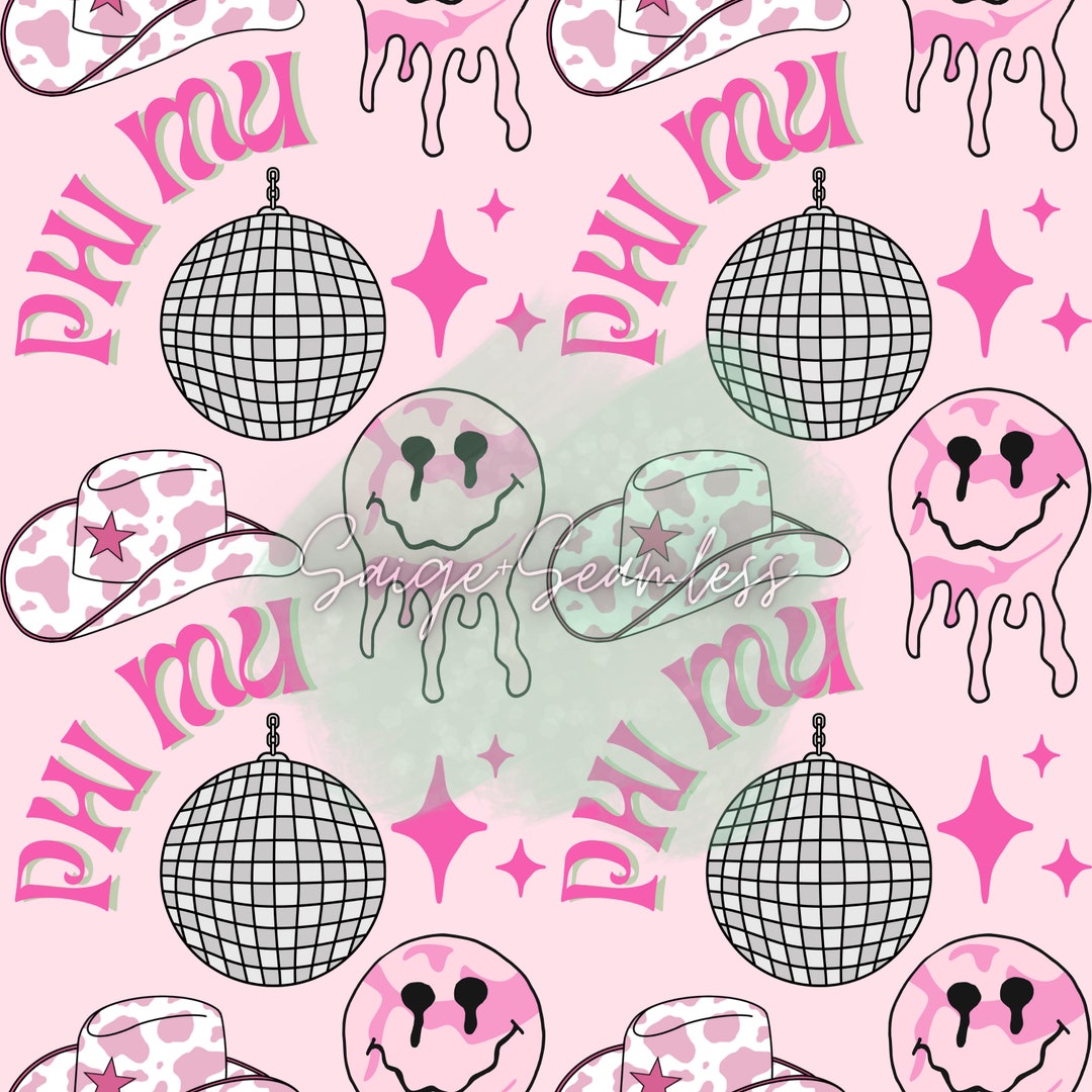 Groovy Custom Sorority Seamless Design File - Disco - Cowboy - Pink ...