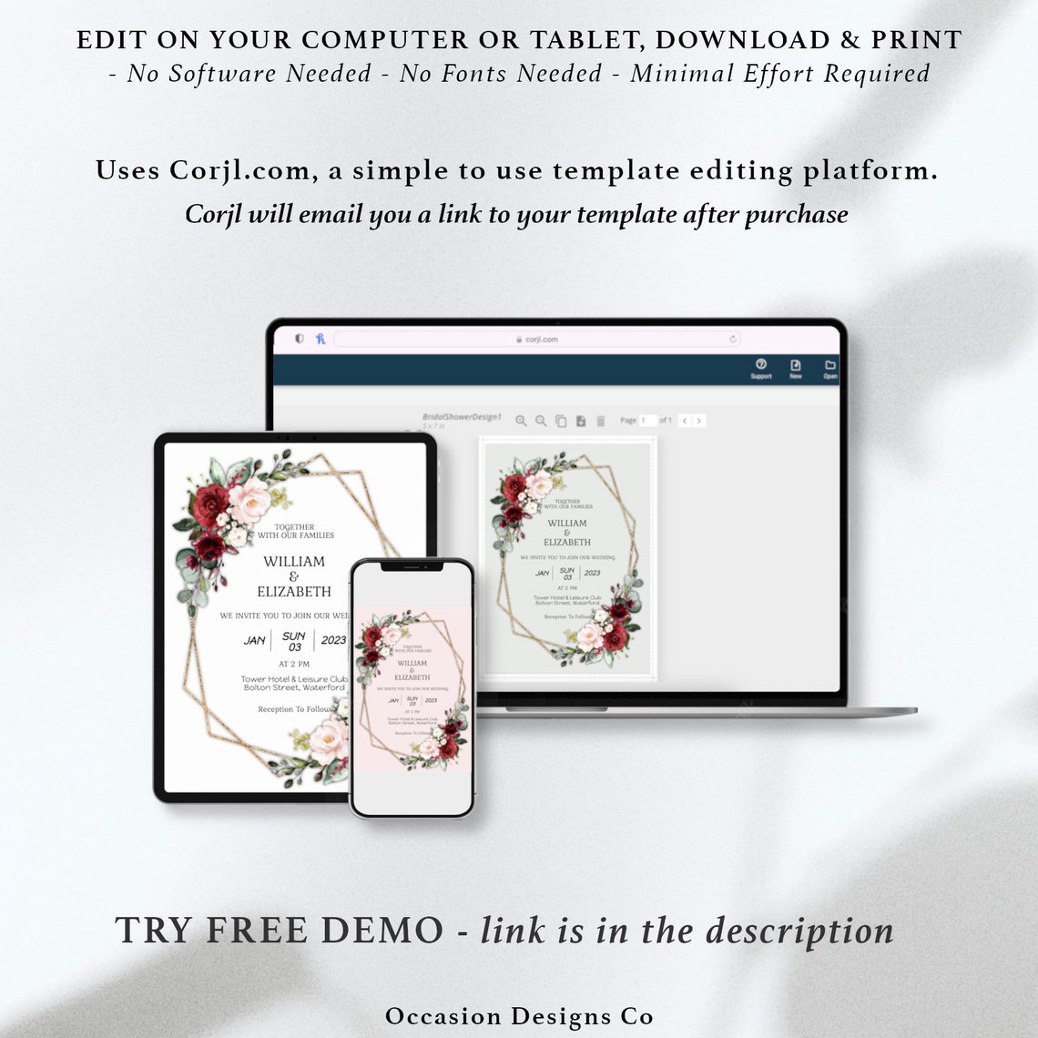 Wedding Invitation Welcome Template, Editable, Customizable & Printable ...