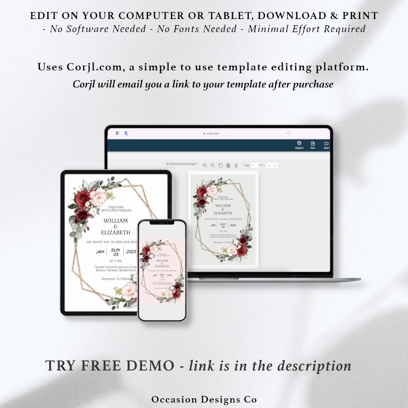 Wedding Invitation Welcome Template, Editable, Customizable & Printable ...