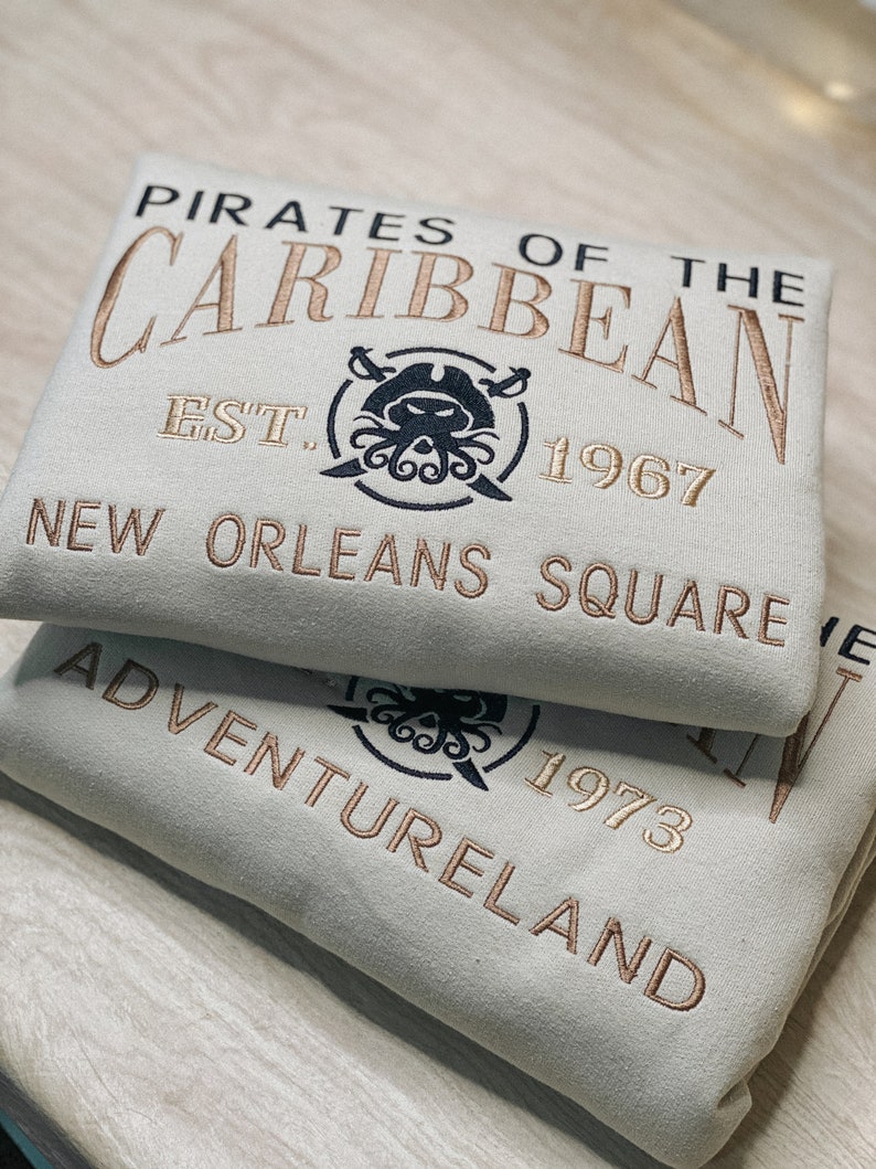 Pirates of the Caribbean Sweatshirt Embroidered Disneyland Oversized ...