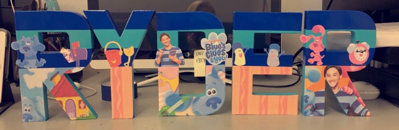 ANY THEME Custom Name Paper Mache Stand up Letter Name Sign - Etsy