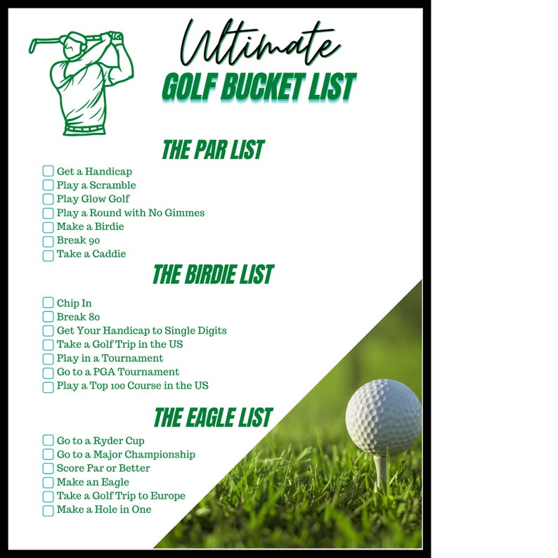 Golf Bucket List - Etsy