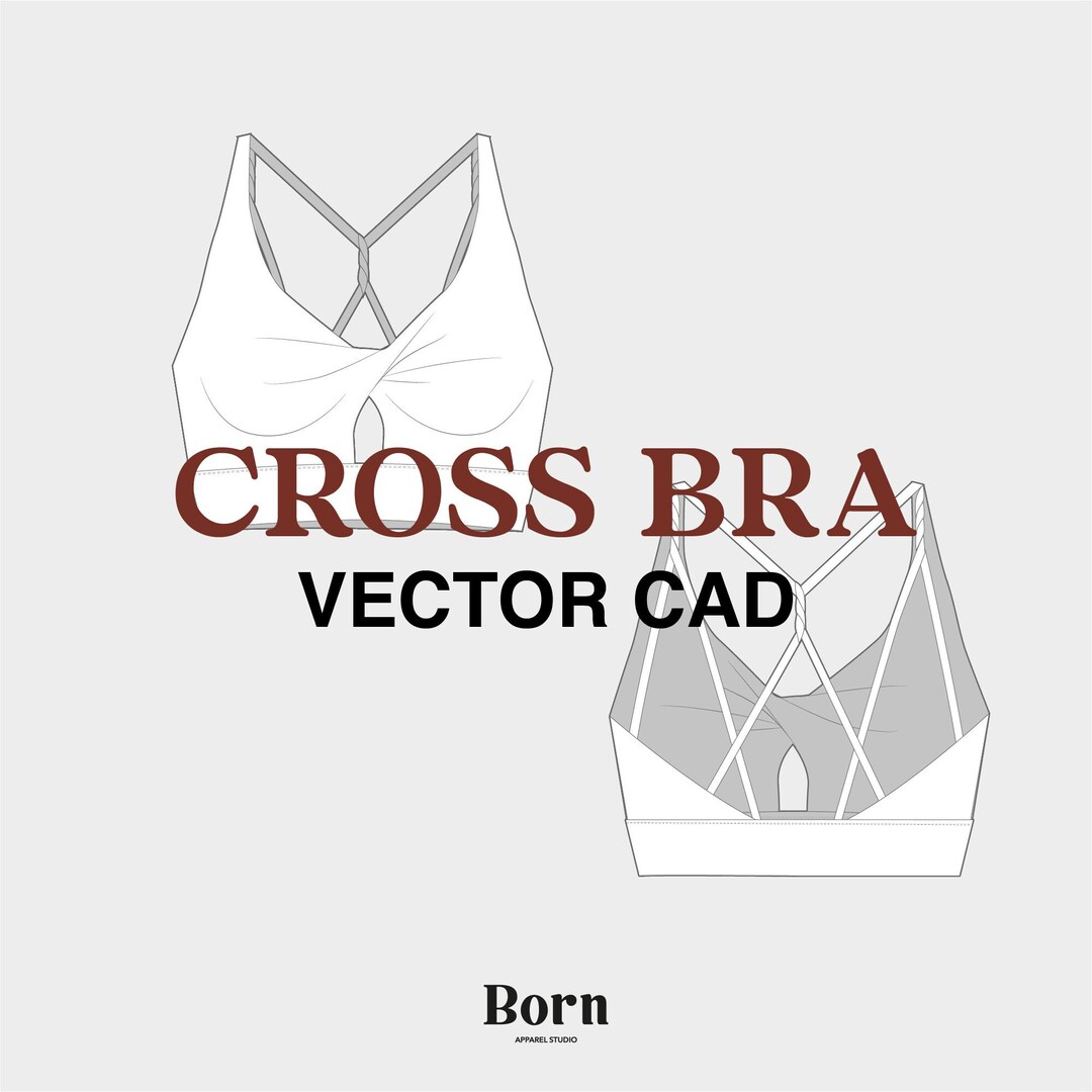Women Cross Front & Back Top / Bra CAD Sketch Digital - Etsy
