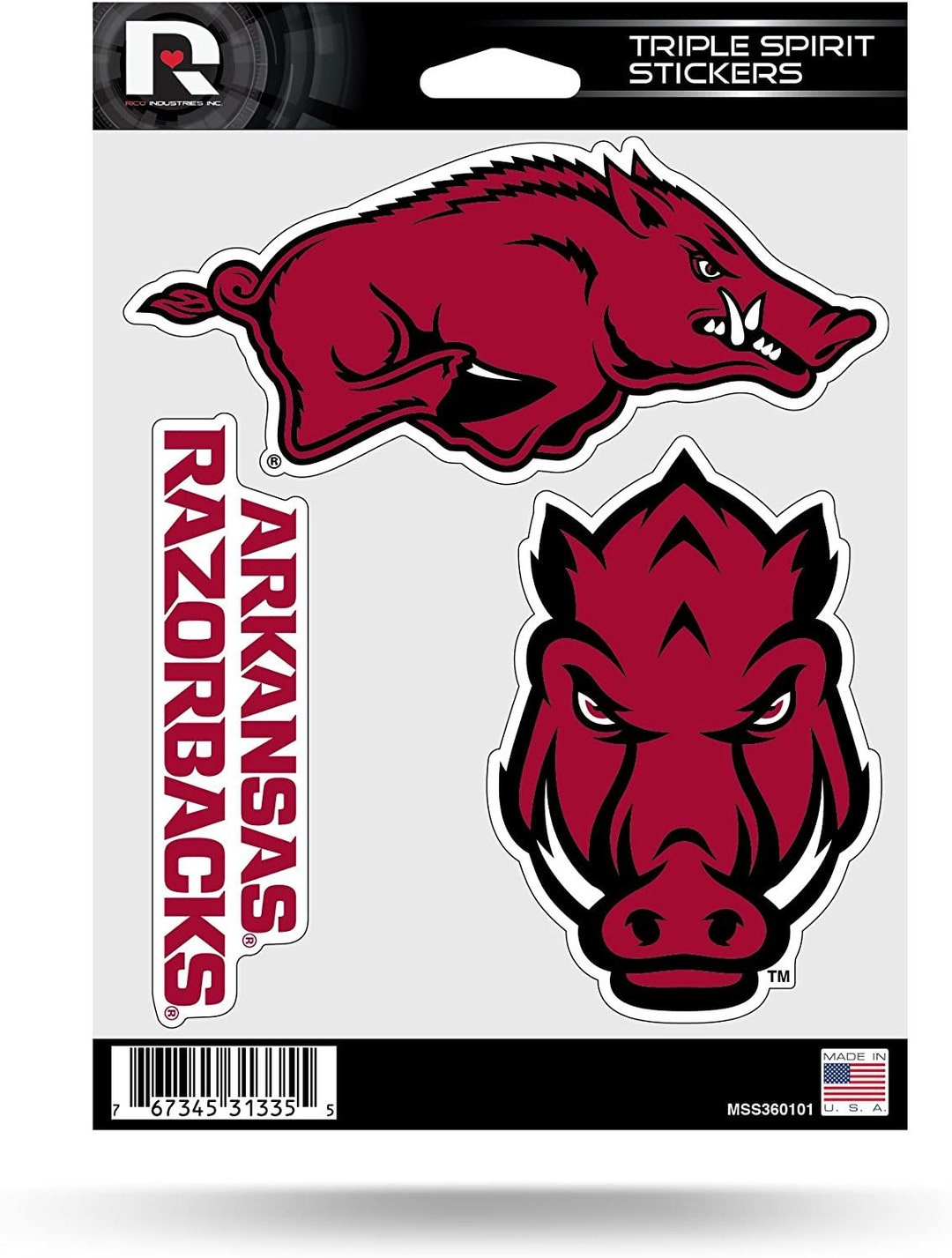 University of Arkansas Razorbacks Sticker Decal Sheet 3-piece - Etsy
