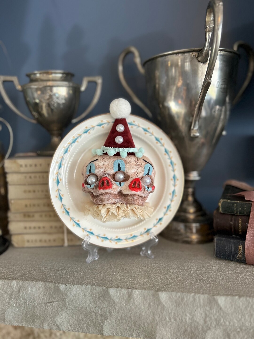 Faux Two-headed Clown Fetal Skull Wall Art, Gothic Decor, Hand Sculpted ...