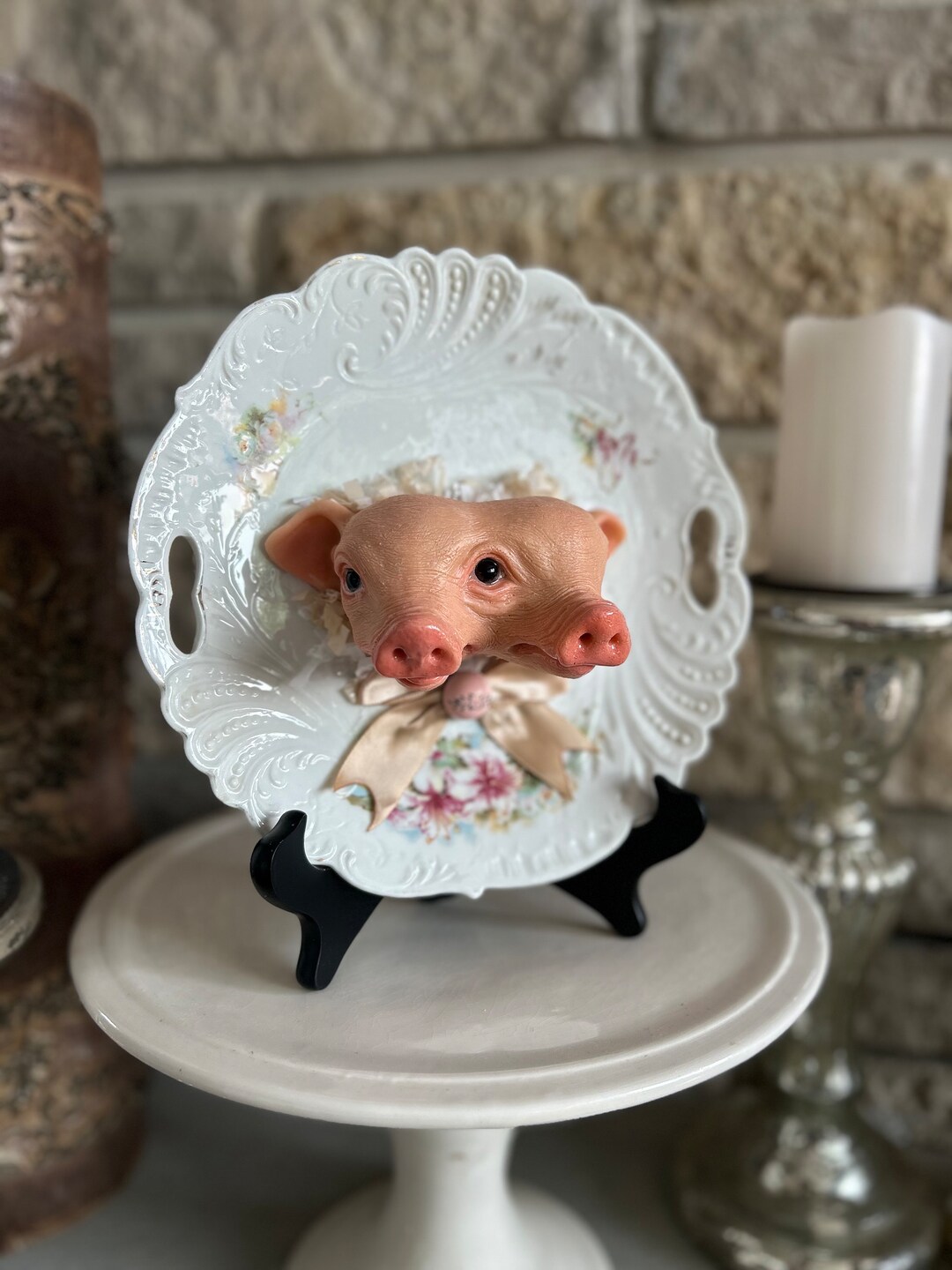 Two-headed Pig taxidermy Wall Art Object, Faux Taxidermy, Handmade ...