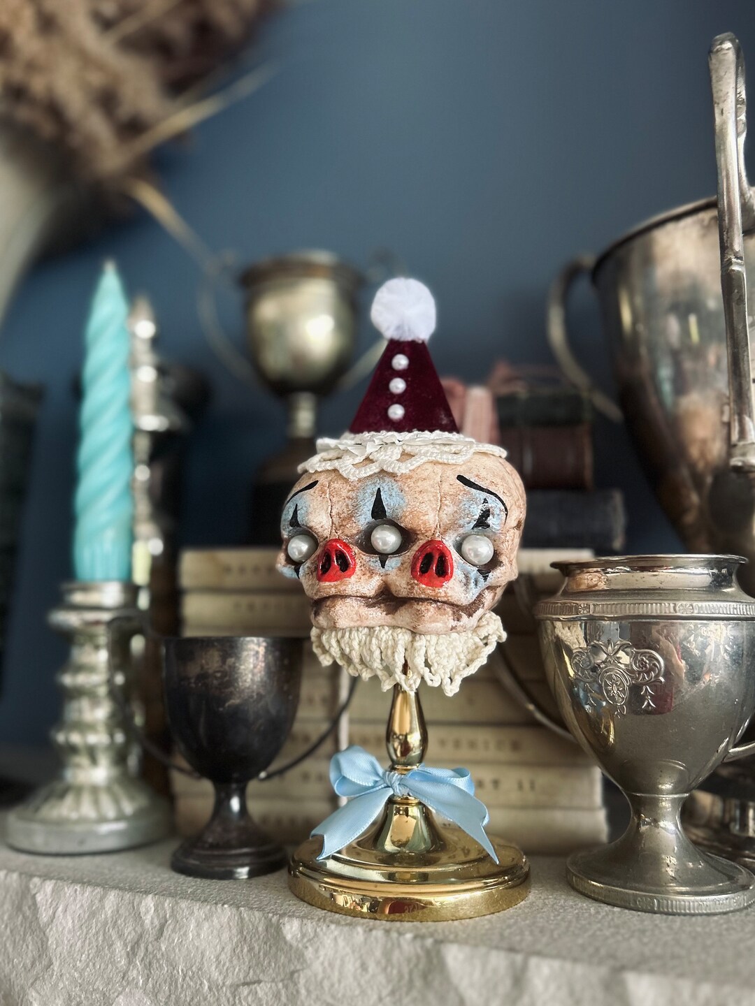 Faux Two-headed Clown Fetal Skull Decor, Gothic Decor, Hand Sculpted ...