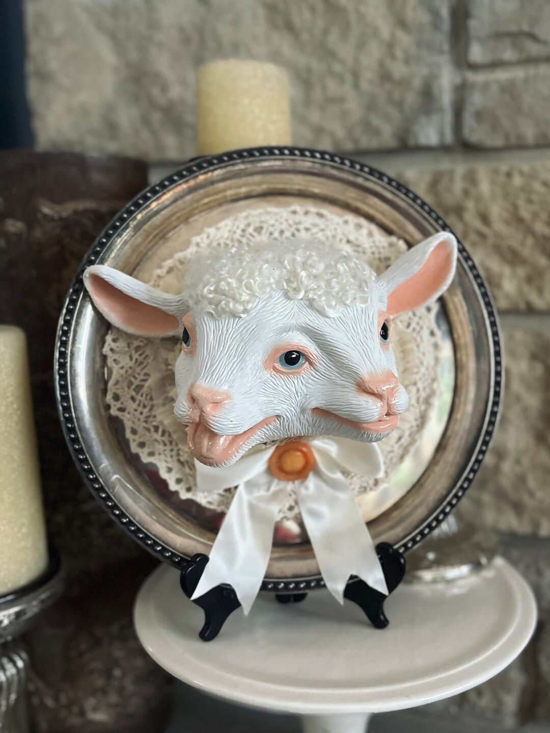 Two Headed Lamb taxidermy Wall Art Object, Faux Taxidermy, Handmade ...