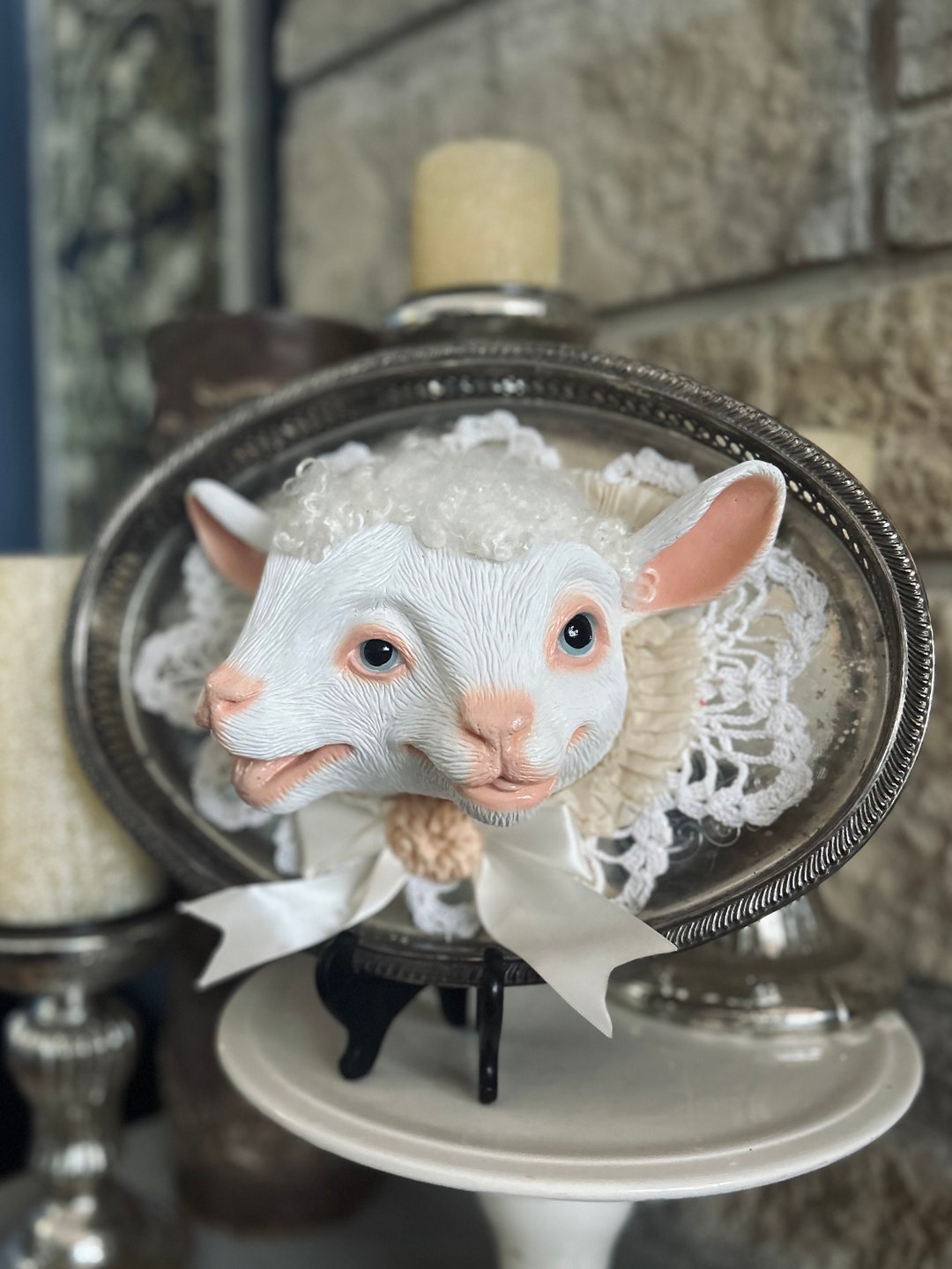 Two Headed Lamb taxidermy Wall Art Object, Faux Taxidermy, Handmade ...