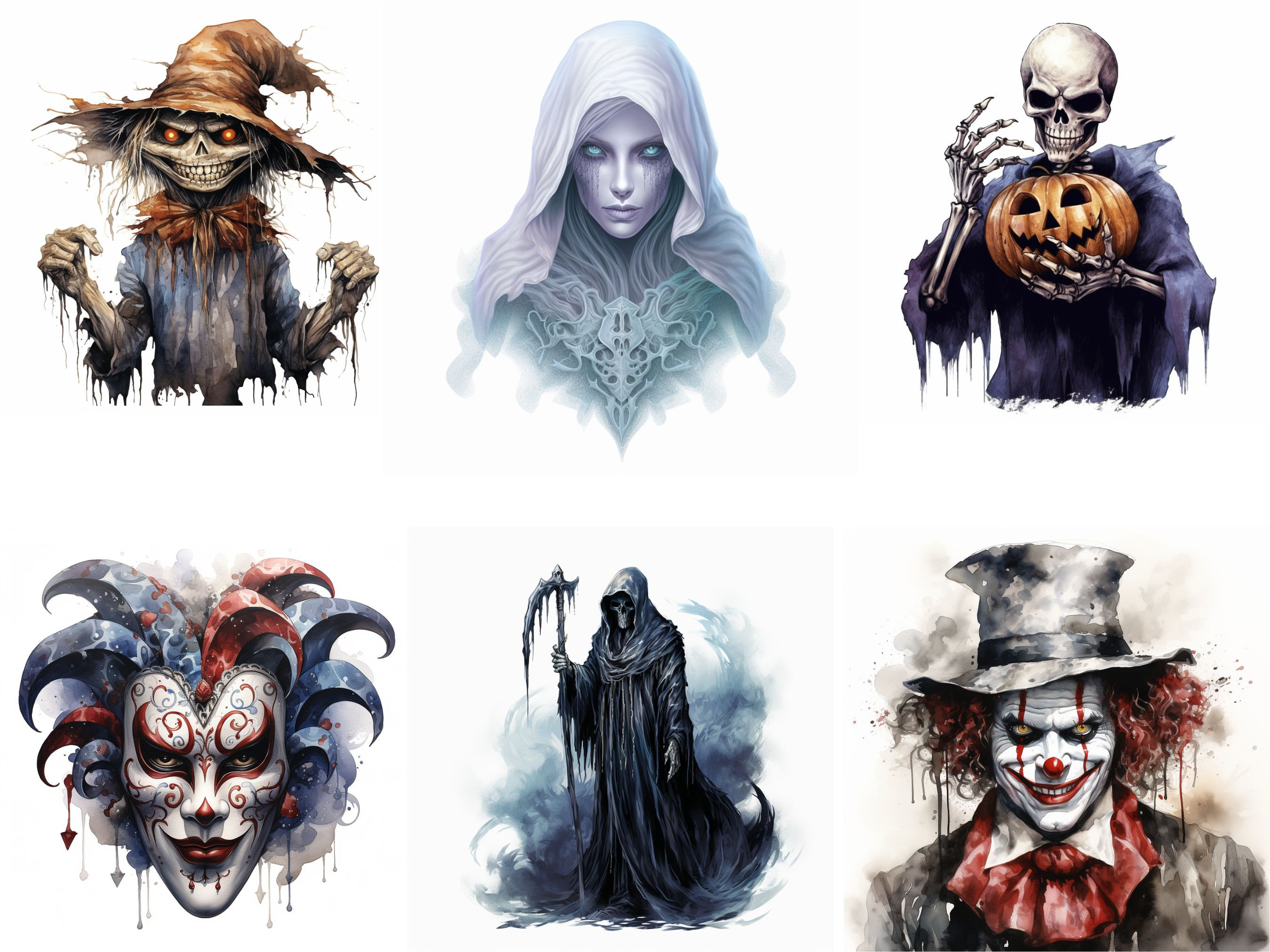 Scary Halloween Clipart, 20PNG Graphics, Instant Download for ...