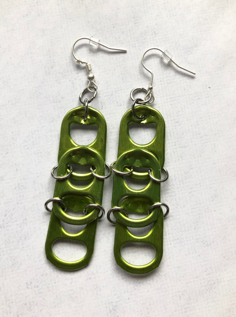 3-tier Green Pop Tab Earrings - Etsy