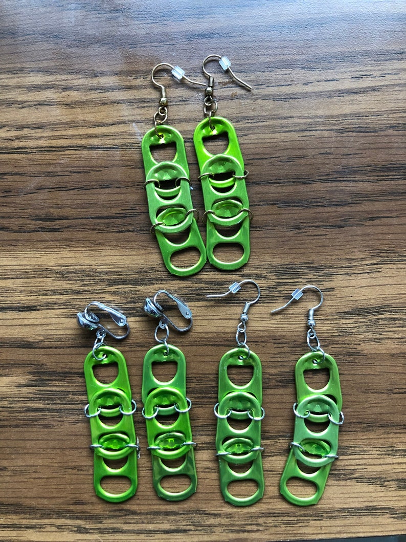 3-tier Green Pop Tab Earrings - Etsy